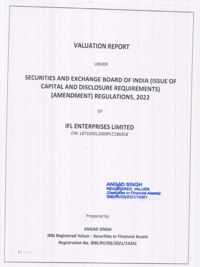Valuation Report IFL Enterprises LTD | PDF | Valuation (Finance) | Real ...