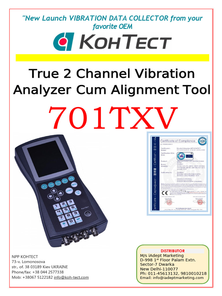 Kohtect 701TXV - Vibration Analyzer | PDF | Frequency | Electronics