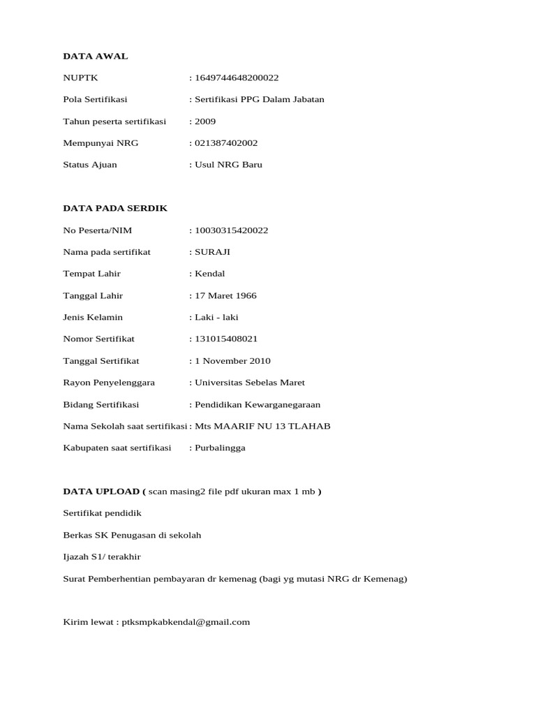 Usulan NRG Form | PDF