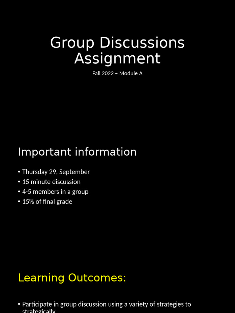 Group Discussion Assignment Guide | PDF