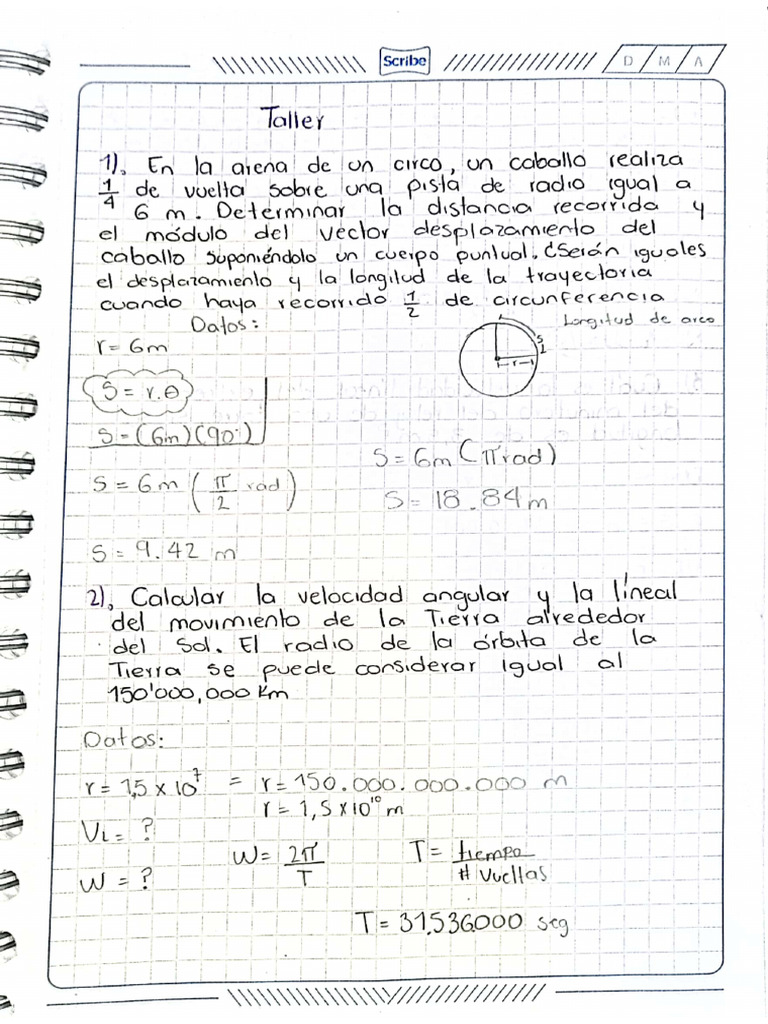 Taller Física Cinemática Rotacional | PDF