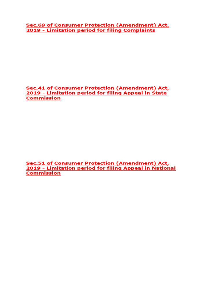 Limitation For Filing Consumer Complaints Appeals | PDF | Appeal ...