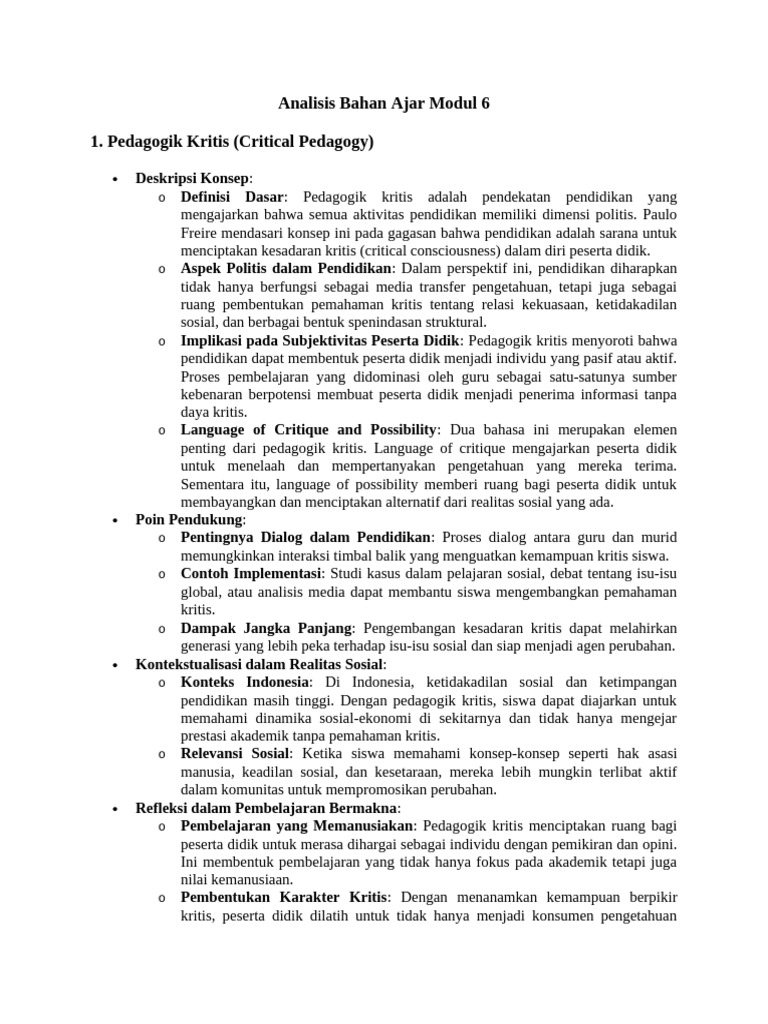 Analisis Bahan Ajar Modul 6 | PDF