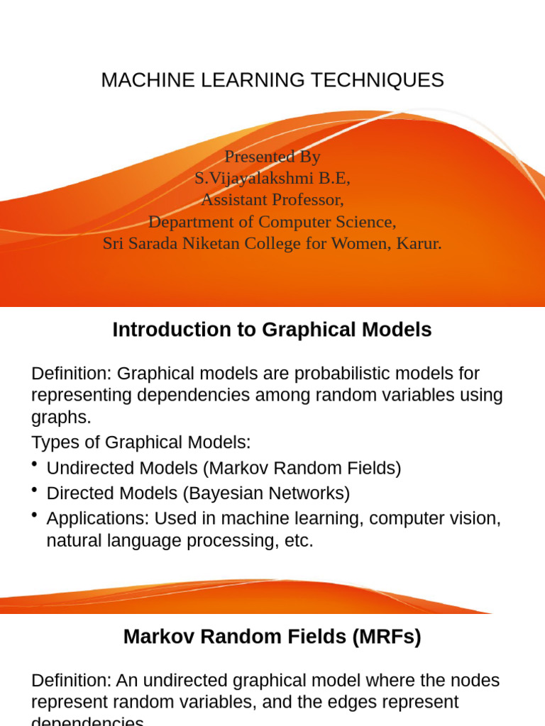 Machine Learning Technique - Introduction To Graphical Models | PDF | Bayesian Network | Probability
