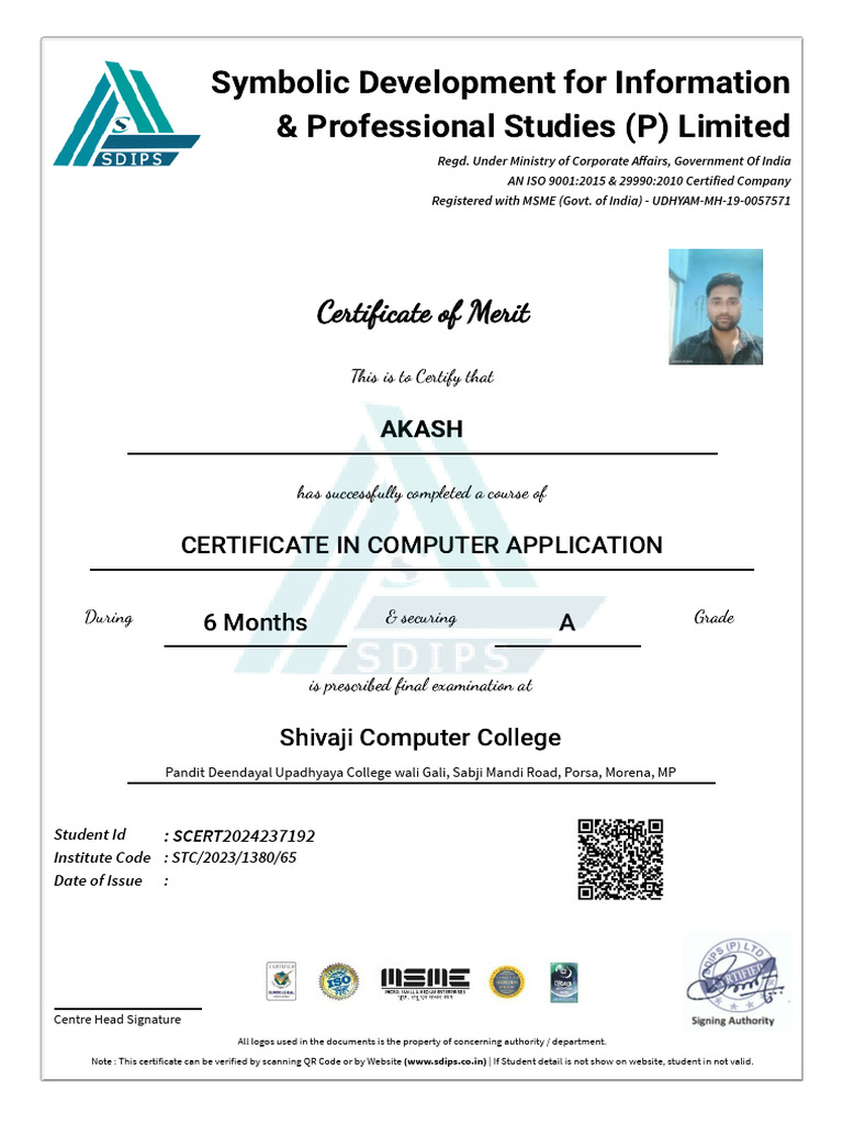 Akash Singh CCA Certificate | PDF