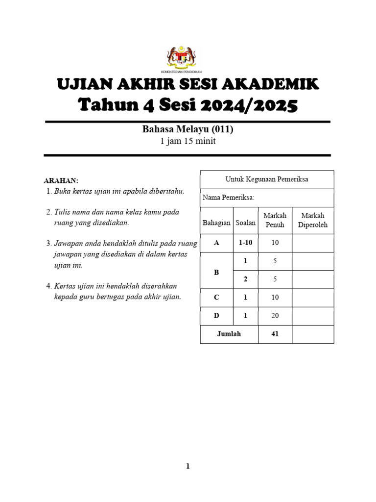 Uasa THN 4 PPD K.penyu | PDF