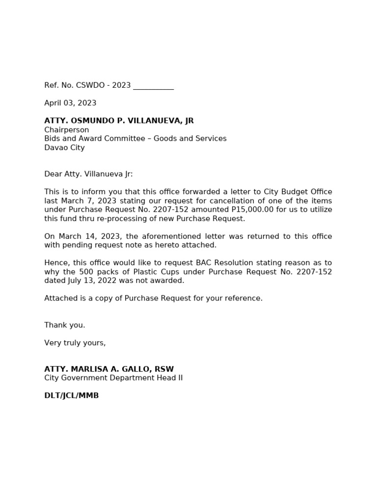 Letter BAC Resolution | PDF