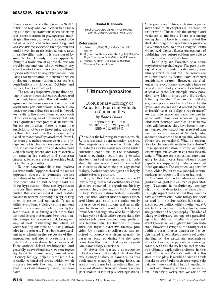 Read_1998_Ultimate parasites | PDF | Parasitism | Ecology Read_1998_Ultimate parasites | PDF | Parasitism | Ecology