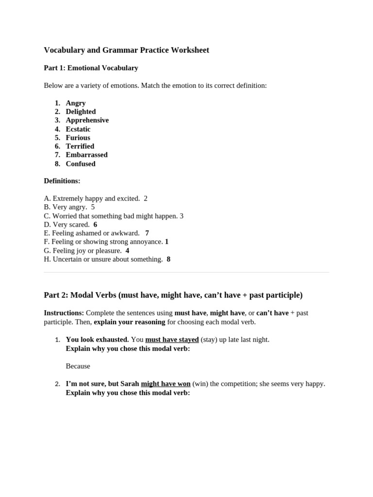 unit 2_unit revision | PDF | Verb | Adjective