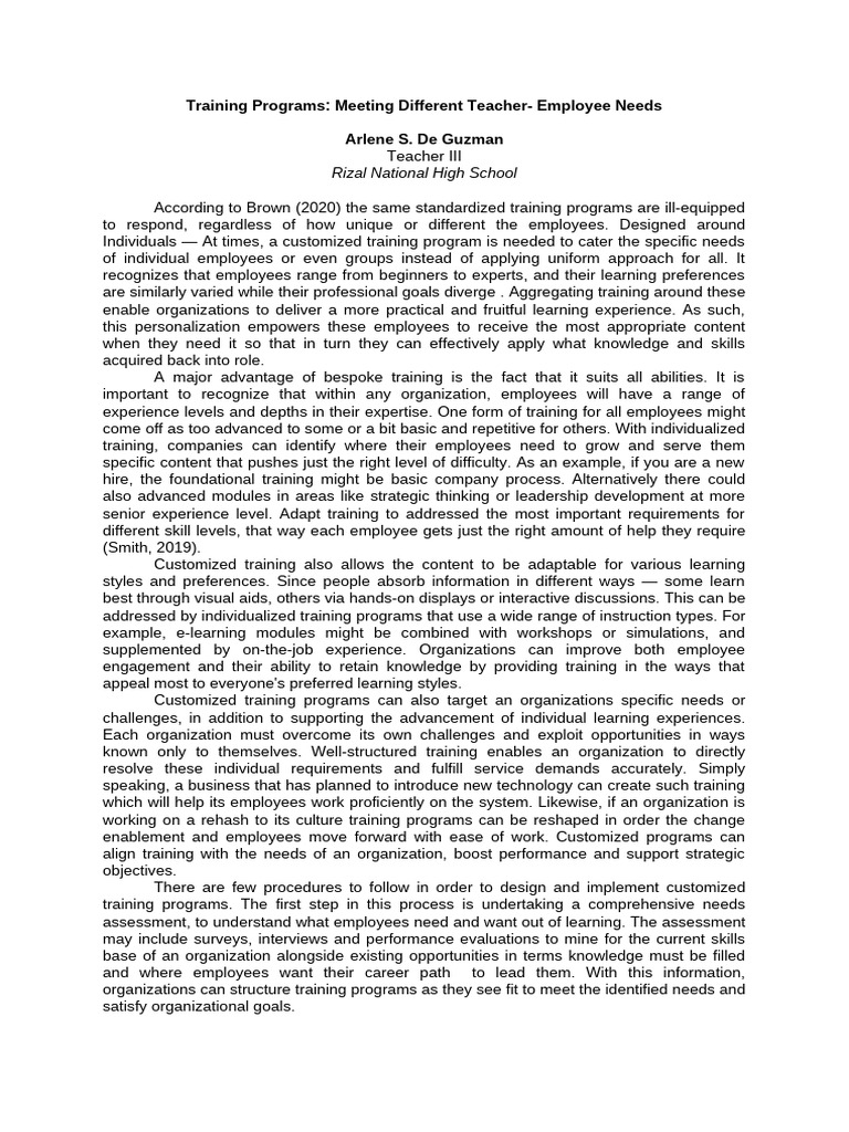 Training Programs Pdf Employment Learning