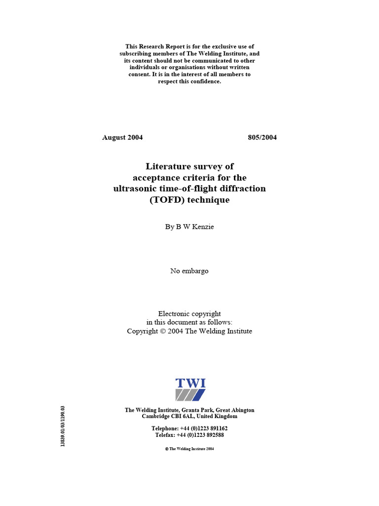 TOFD Acceptance Criteria | PDF | Nondestructive Testing | Ultrasound