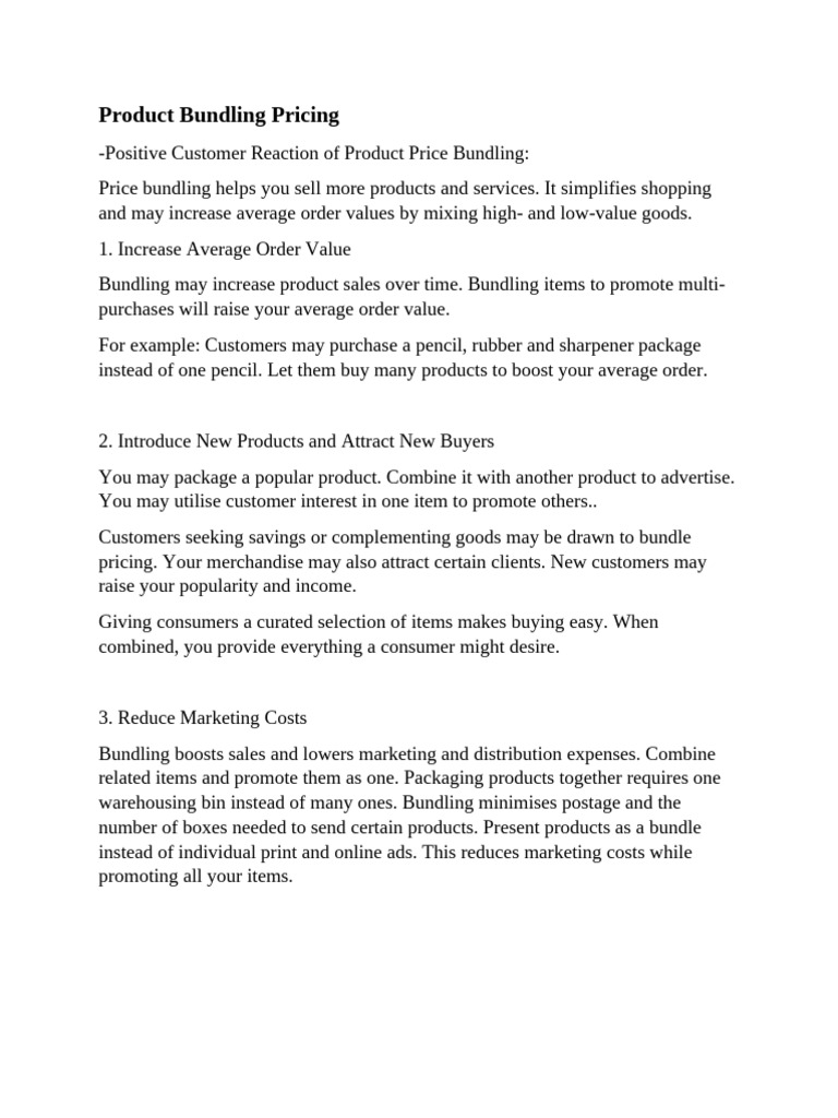 Product Bundling Pricing Not Final | PDF | Pricing | Sales