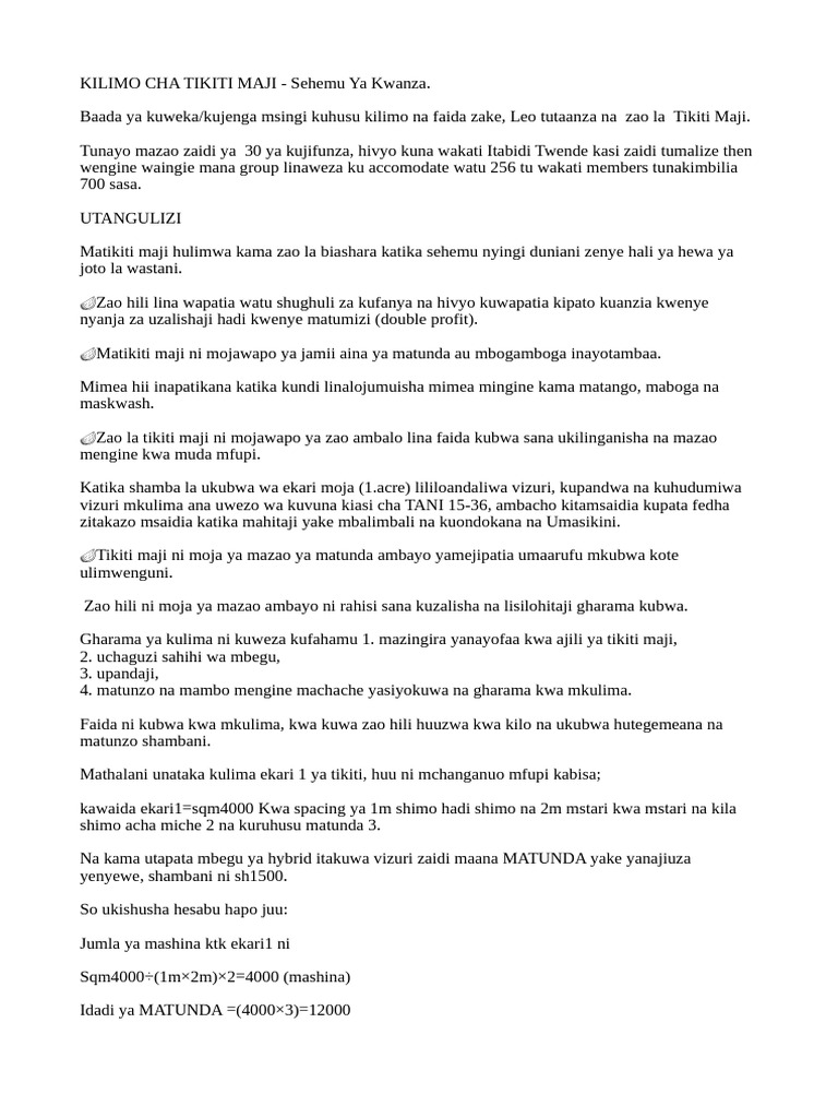 Kilimo Cha Tikiti Maji - Kii Afrika | PDF