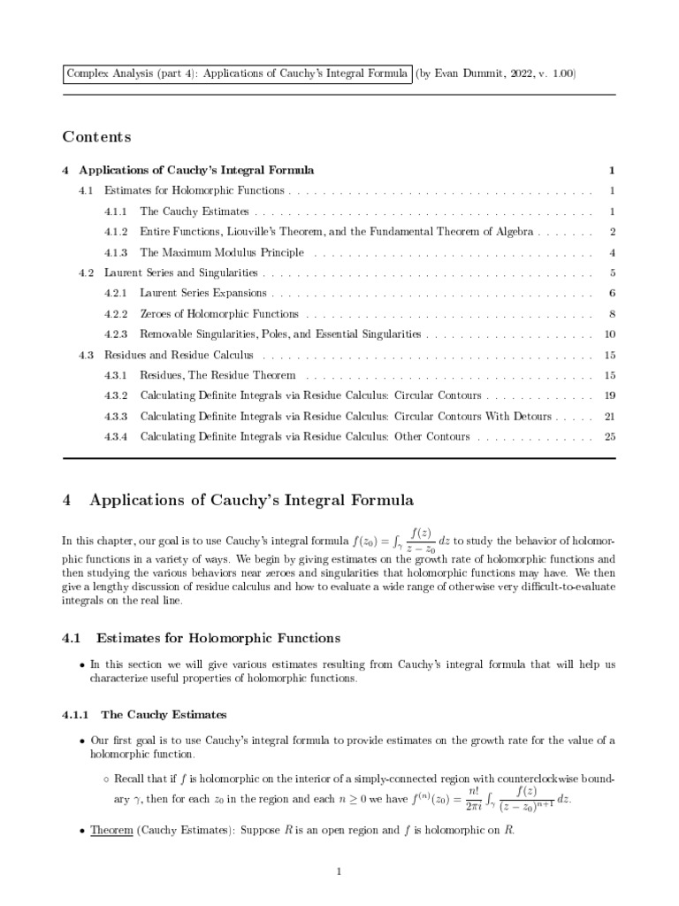Complexanalysis 4 Applications of Cauchy | PDF | Power Series | Mathematical Concepts