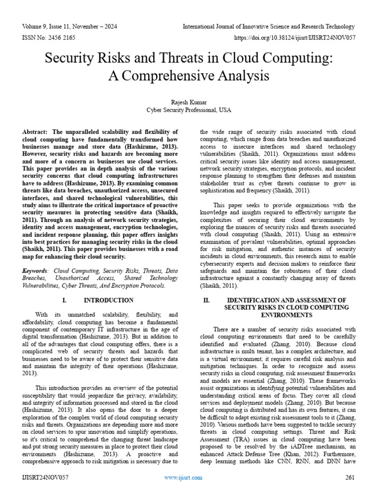 Cloud Computing Security Risks Analysis | PDF | Computer Security ...