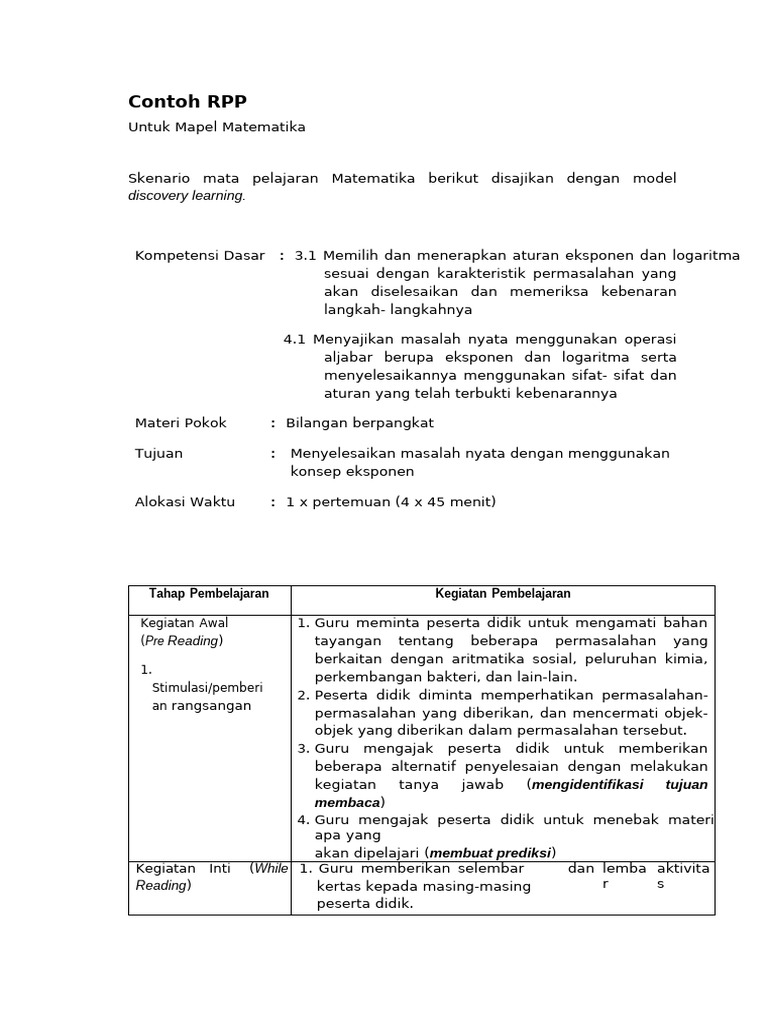 Contoh RPP INTEGRASI LITERASI | PDF