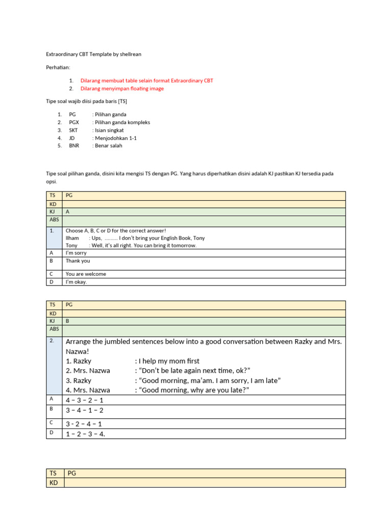 Format Input Soal Doc 2 Inggris | PDF | Teaspoon | Snow White