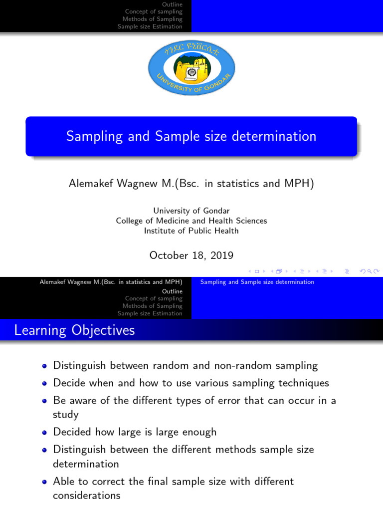 Sampling and Sample Size Determination | PDF | Sampling (Statistics ...