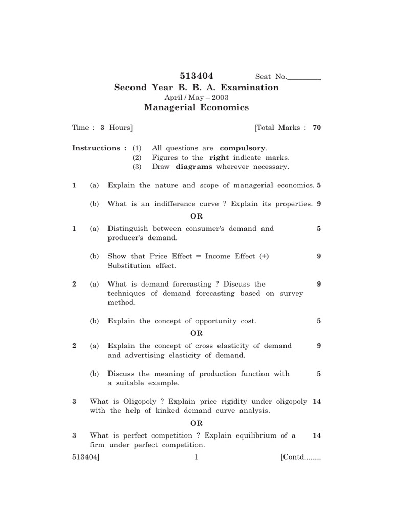 SYBBA-Managerial Eco. 513404 | PDF | Demand | Economics