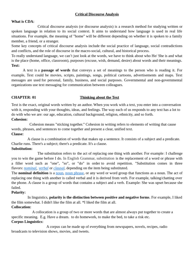 Critical Discourse Analysis | PDF | Schema (Psychology) | Clause