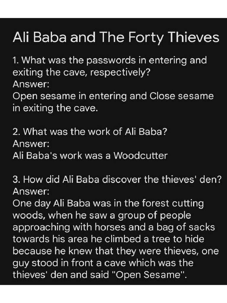 Ali Baba and The Forty Thieves | PDF