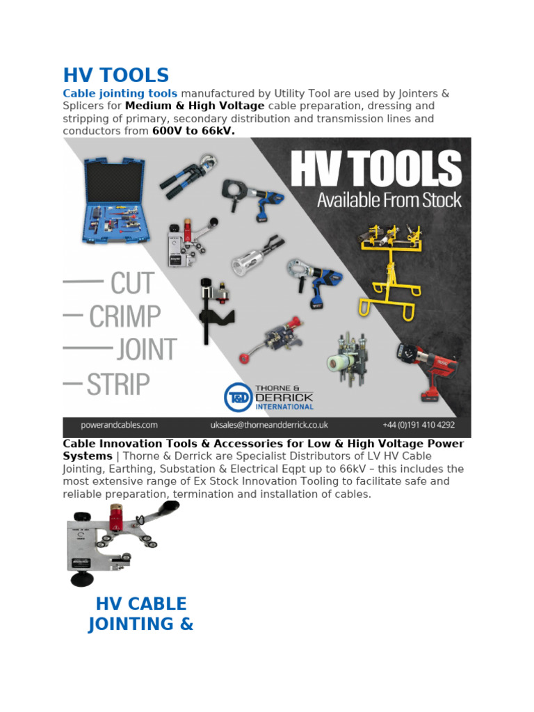 High Voltage Cable Jointing Tools | PDF | Insulator (Electricity ...
