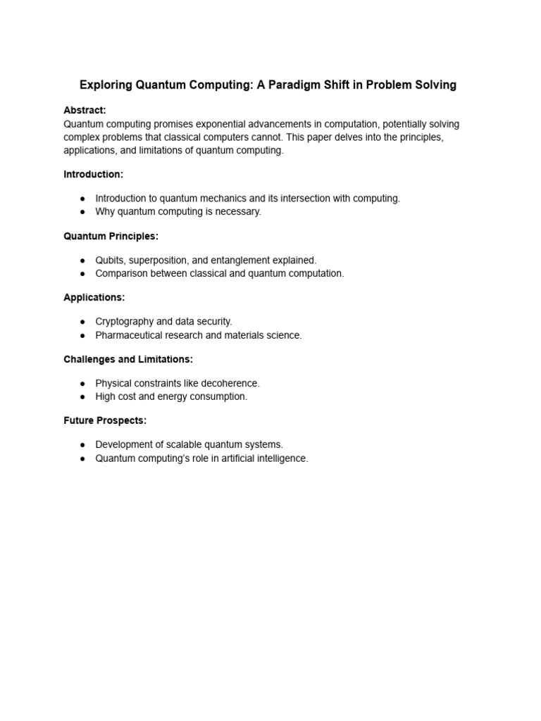 Exploring Quantum Computing - A Paradigm Shift in Problem Solving | PDF ...