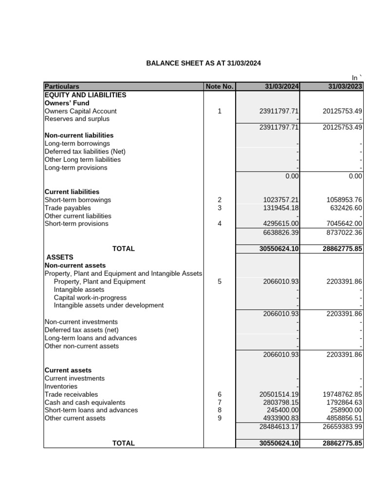 BALANCE SHEET' | PDF | Balance Sheet | Financial Services