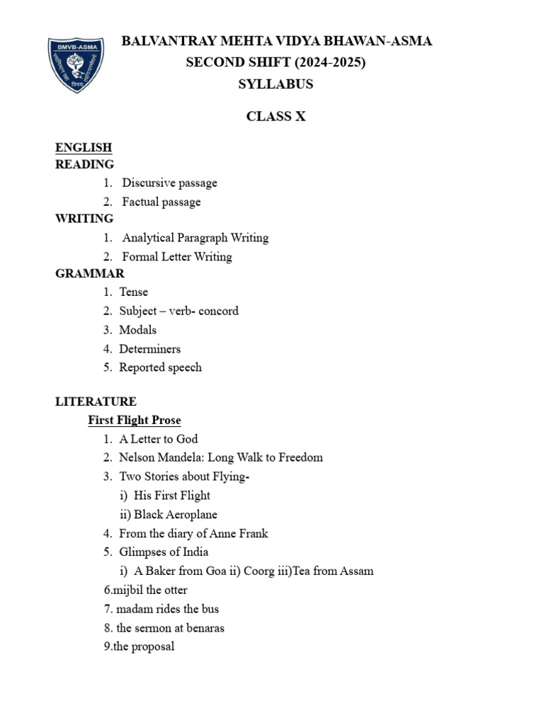 SYLLABUS Class X | PDF | Equations | Science
