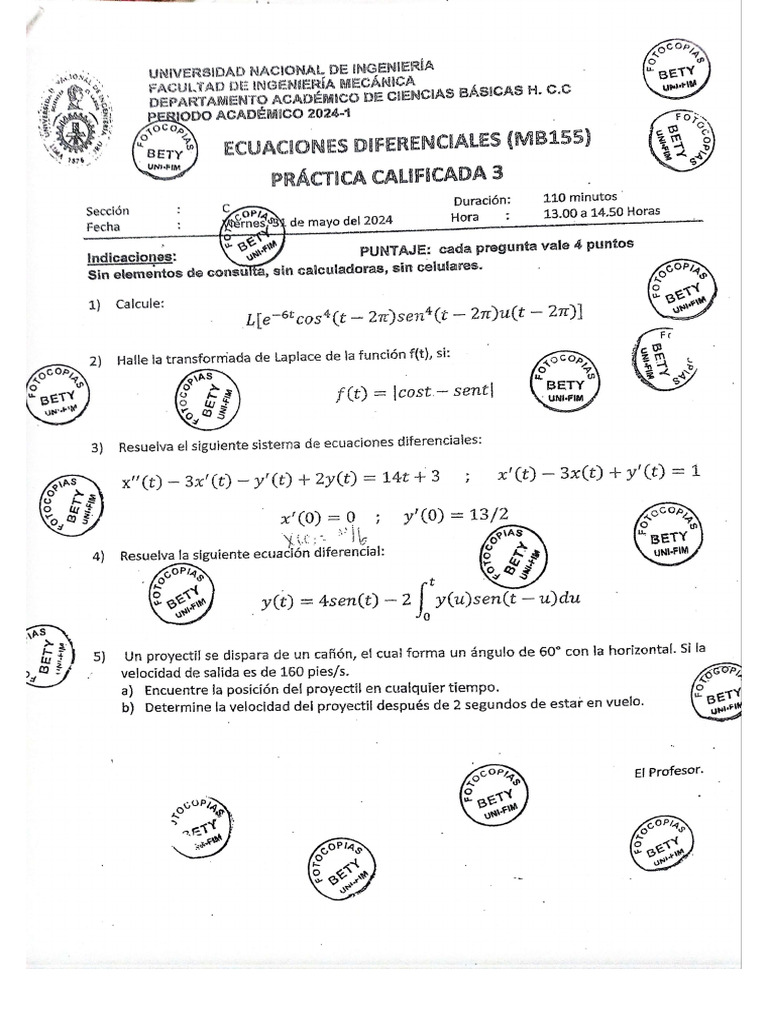 Ecuaciones Diferenciales PC3 | PDF