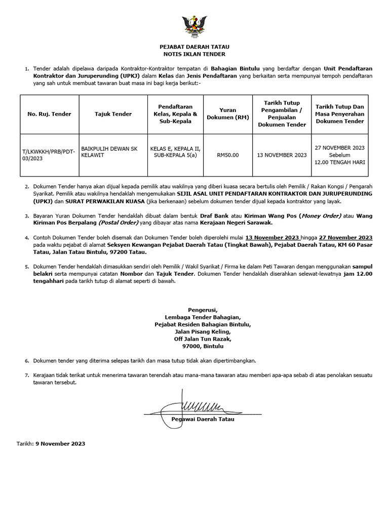 Iklan Tender | PDF
