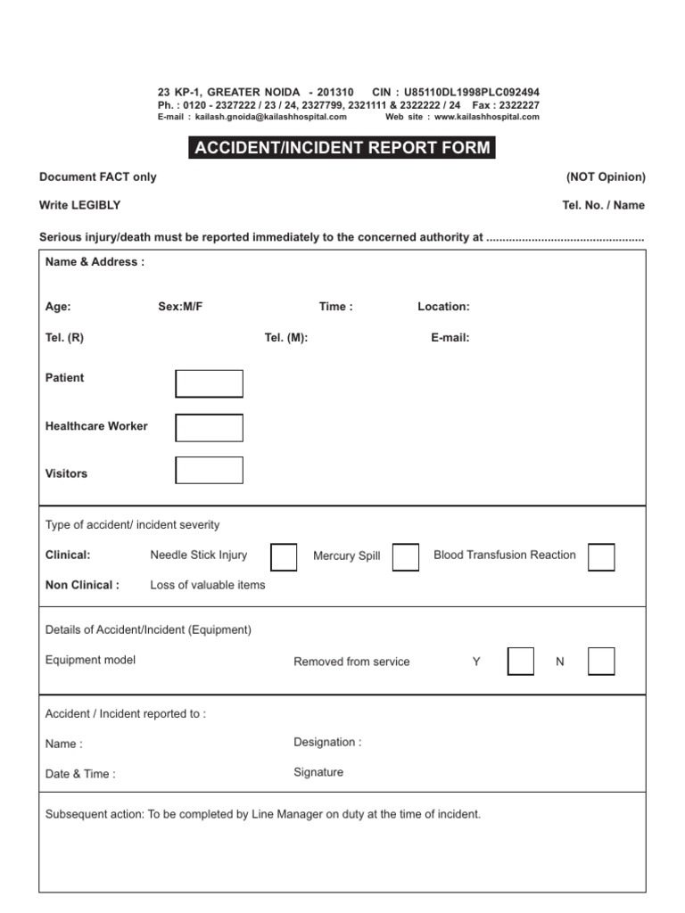 Accident Incident Reporting Form | PDF