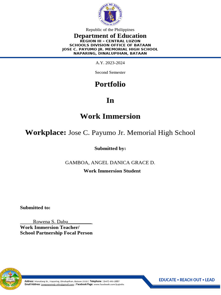 Work Immersion (Danica) Incomplete | PDF | Learning | Communication