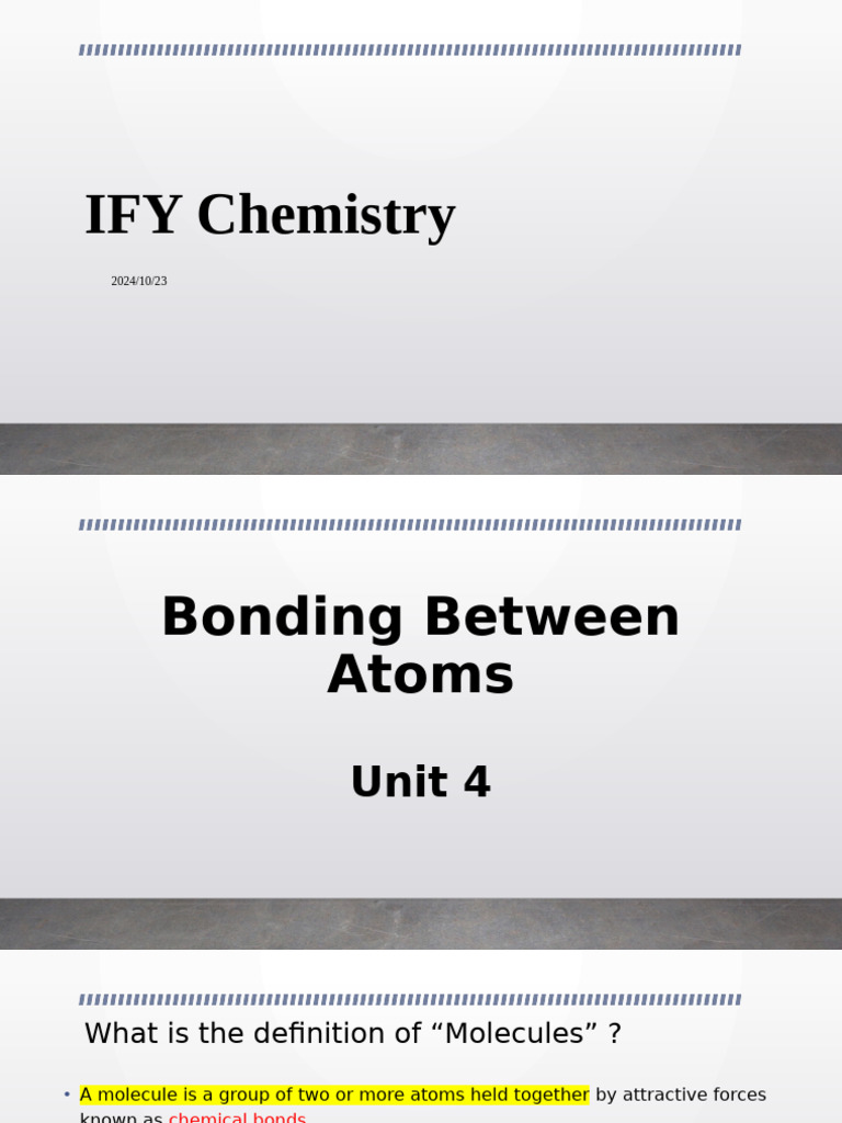 IFY Chemistry 20241023 | PDF | Chemical Bond | Ionic Bonding