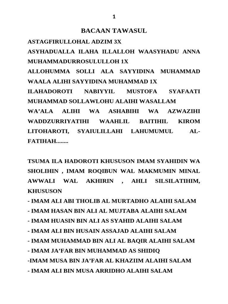 Bacaan Tawasul | PDF | Islamic Branches | Islamic Religious Leaders