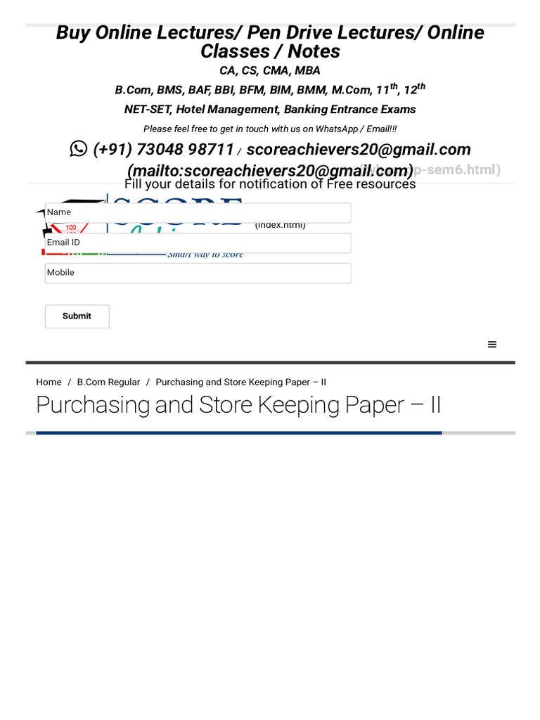 Purchasing and Store Keeping Paper 2 | PDF | Supply Chain Management ...