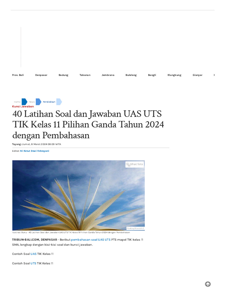 40 Latihan Soal Dan Jawaban UAS UTS TIK Kelas 11 Pilihan Ganda Tahun 2024 Dengan Pembahasan ...