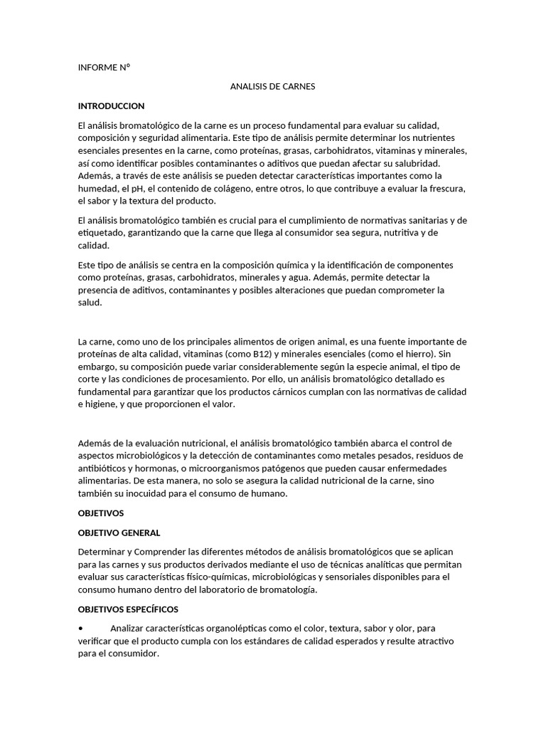 Informe #De La Carne Bromato Gaby | PDF | Carne | Alimentos