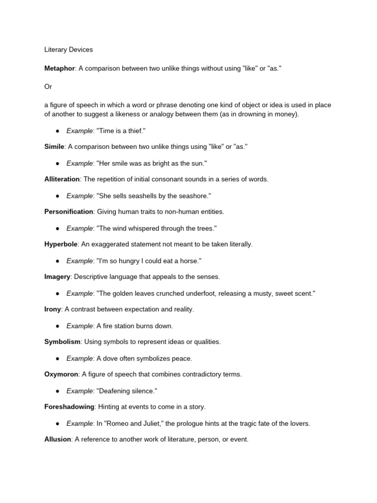 Essential Literary Devices Explained | PDF | Classics | General Fiction