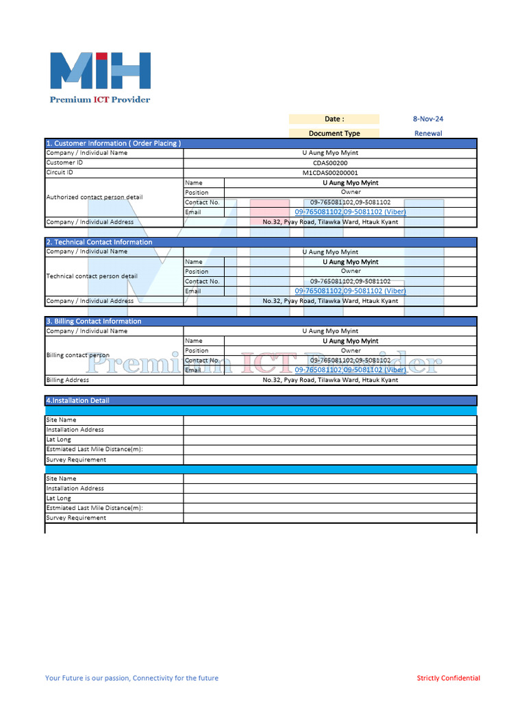 U Aung Myo Myint Renewal Contract | PDF | Taxes | Damages