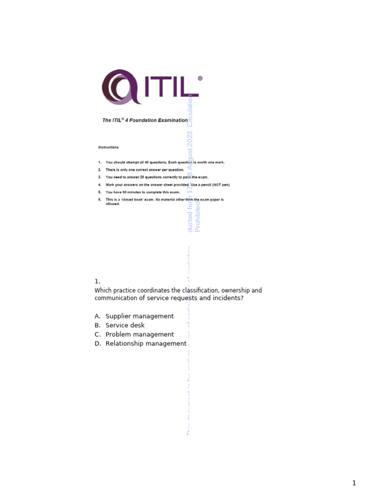 05-Sample Exam - Password | PDF | It Service Management | Risk