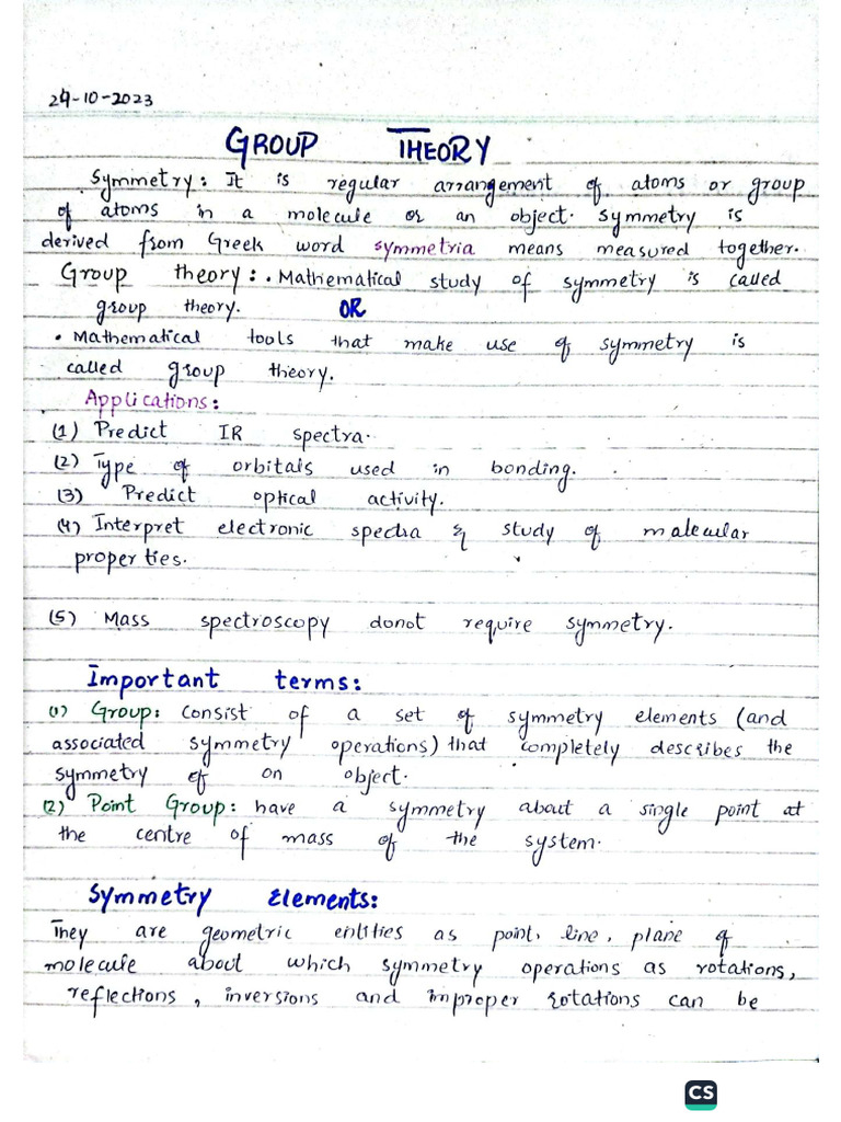 Group Theory Notes | PDF