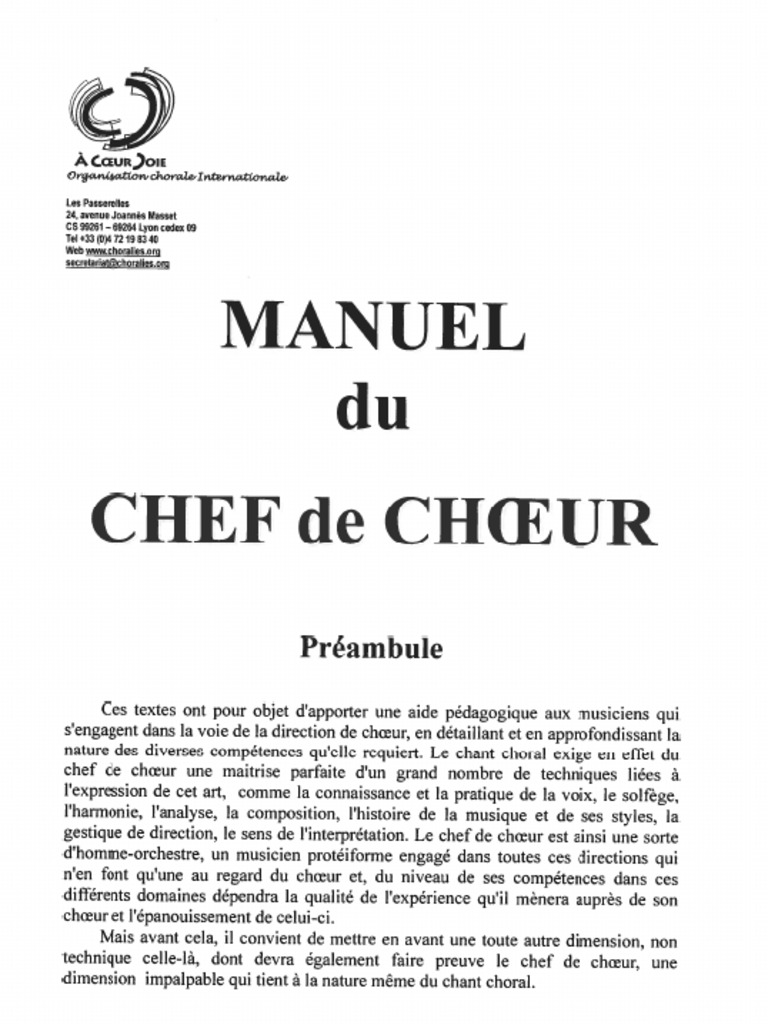 Manuel Du Chef de Choeur | PDF