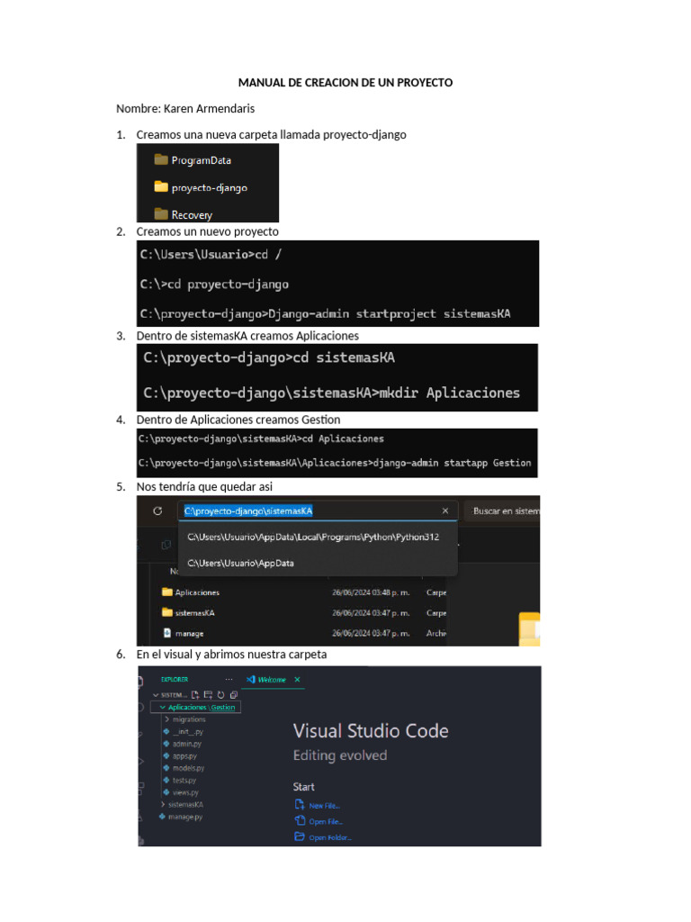 Guía para Crear Proyecto Django | PDF | Negocios | Informática