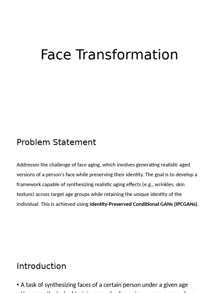 Age Transformation with Identity Preservation | PDF | Algorithms ...