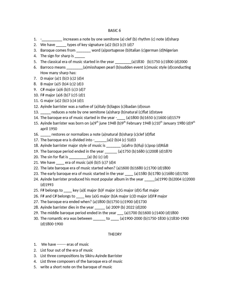 Basic 6 | PDF | Musical Notation | The Arts