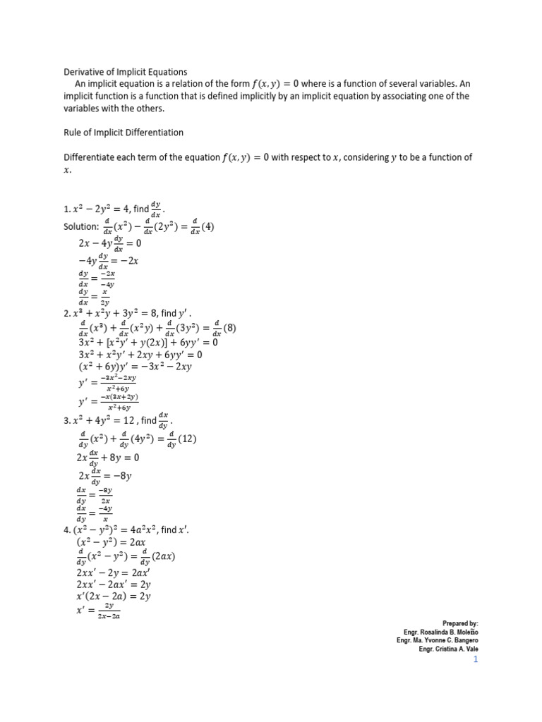 Implicit Differentiation Guide | PDF | Mathematics | Elementary Mathematics