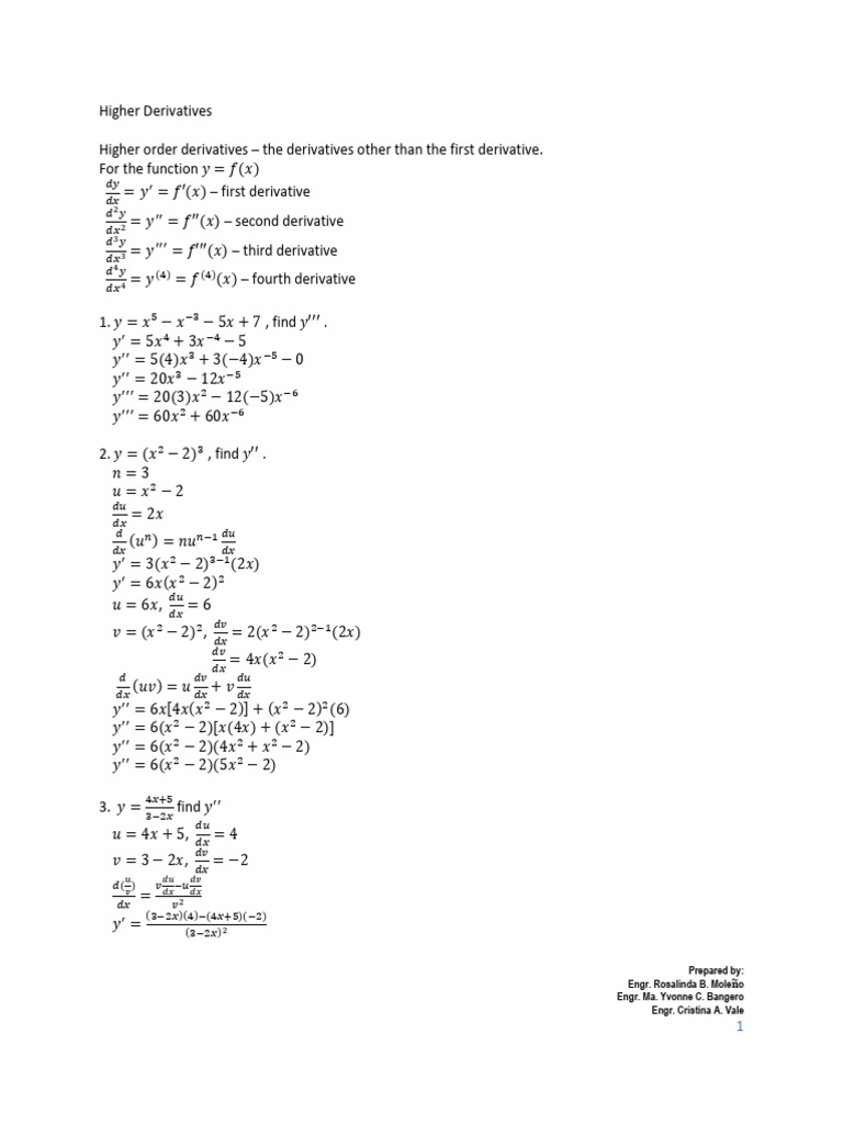 Higher Derivatives | PDF