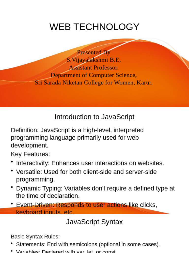 Web Technology - JAVASCRIPT | PDF | Java Script | Computer Programming
