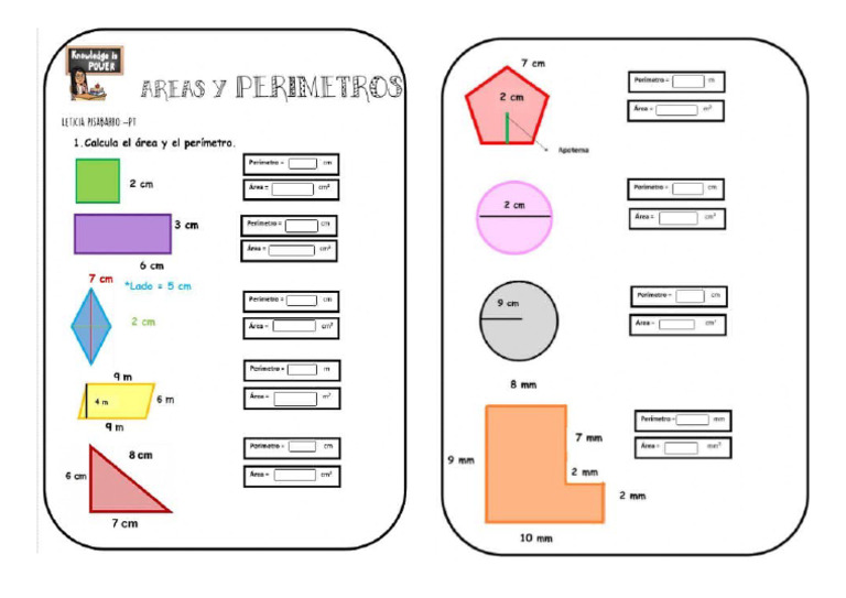 Ficha Areas y Perimetro | PDF